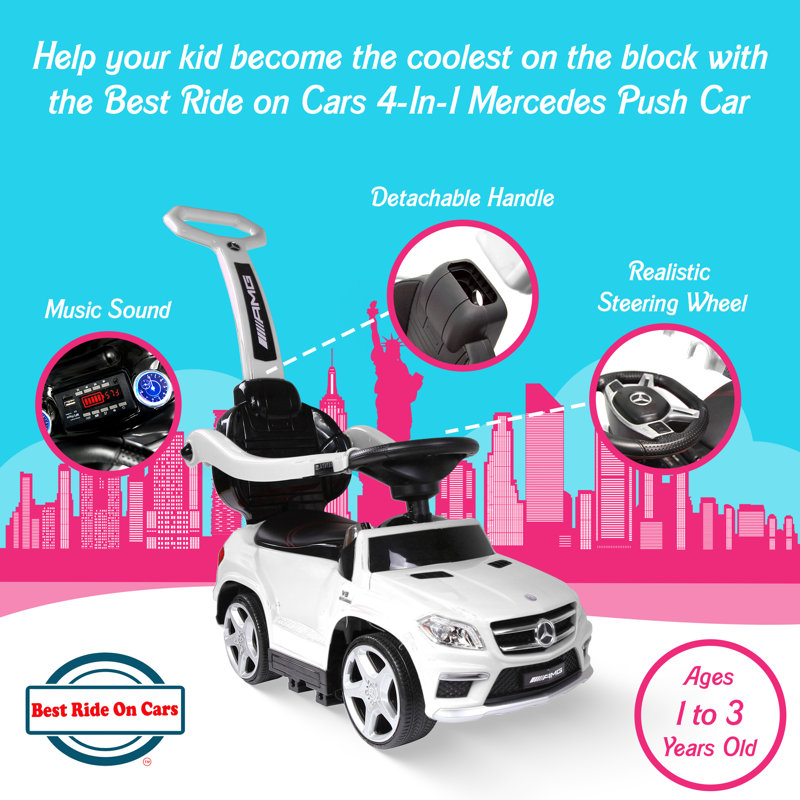 Best Ride On Cars Baby 4 in 1 Mercedes Push Car Stroller with LED Lights Reviews Wayfair